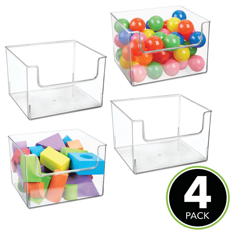 mDesign Open Front Plastic Storage Bin Set | Wayfair