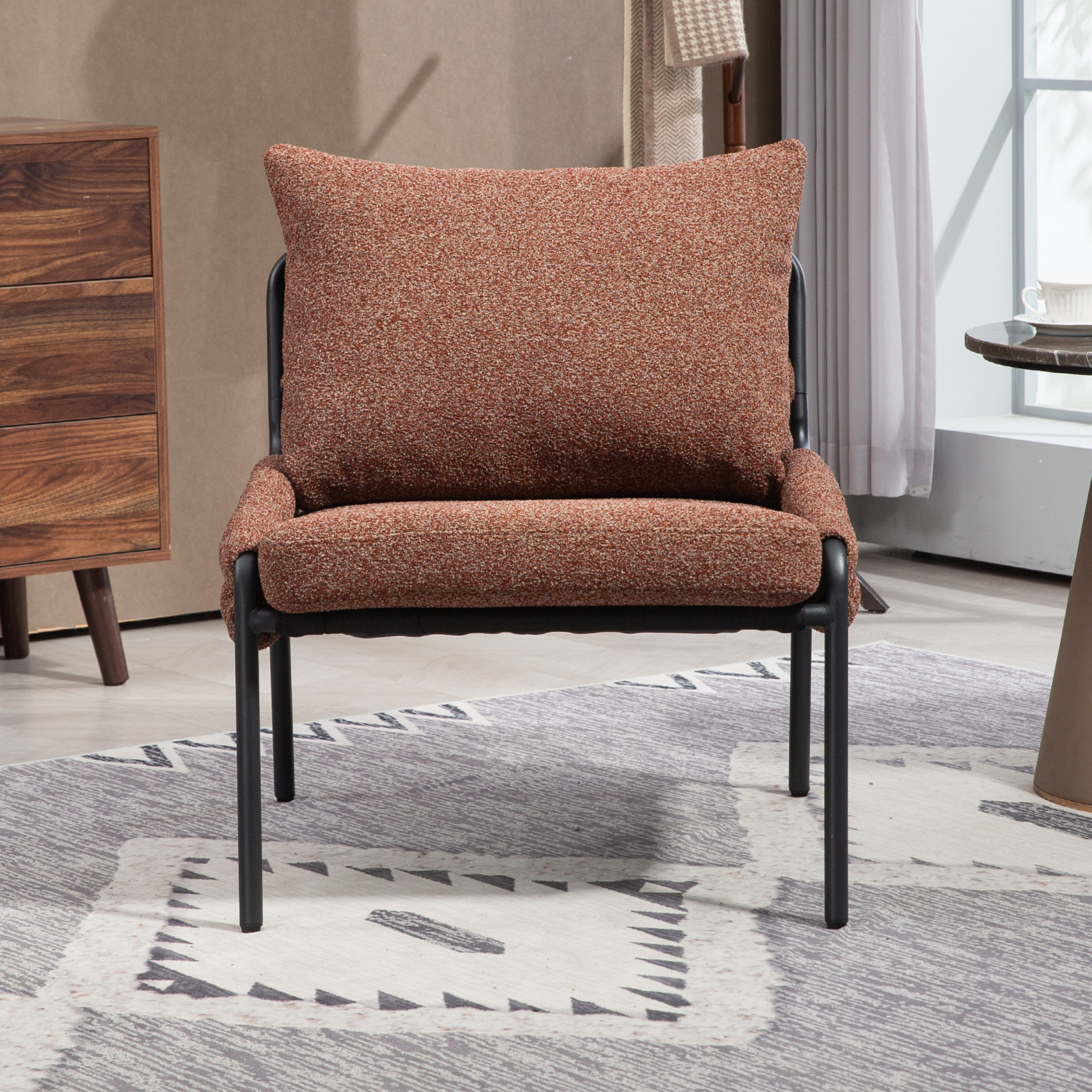 George Oliver Modern Metal Frame Lounge Chair with Soft Upholstery ...