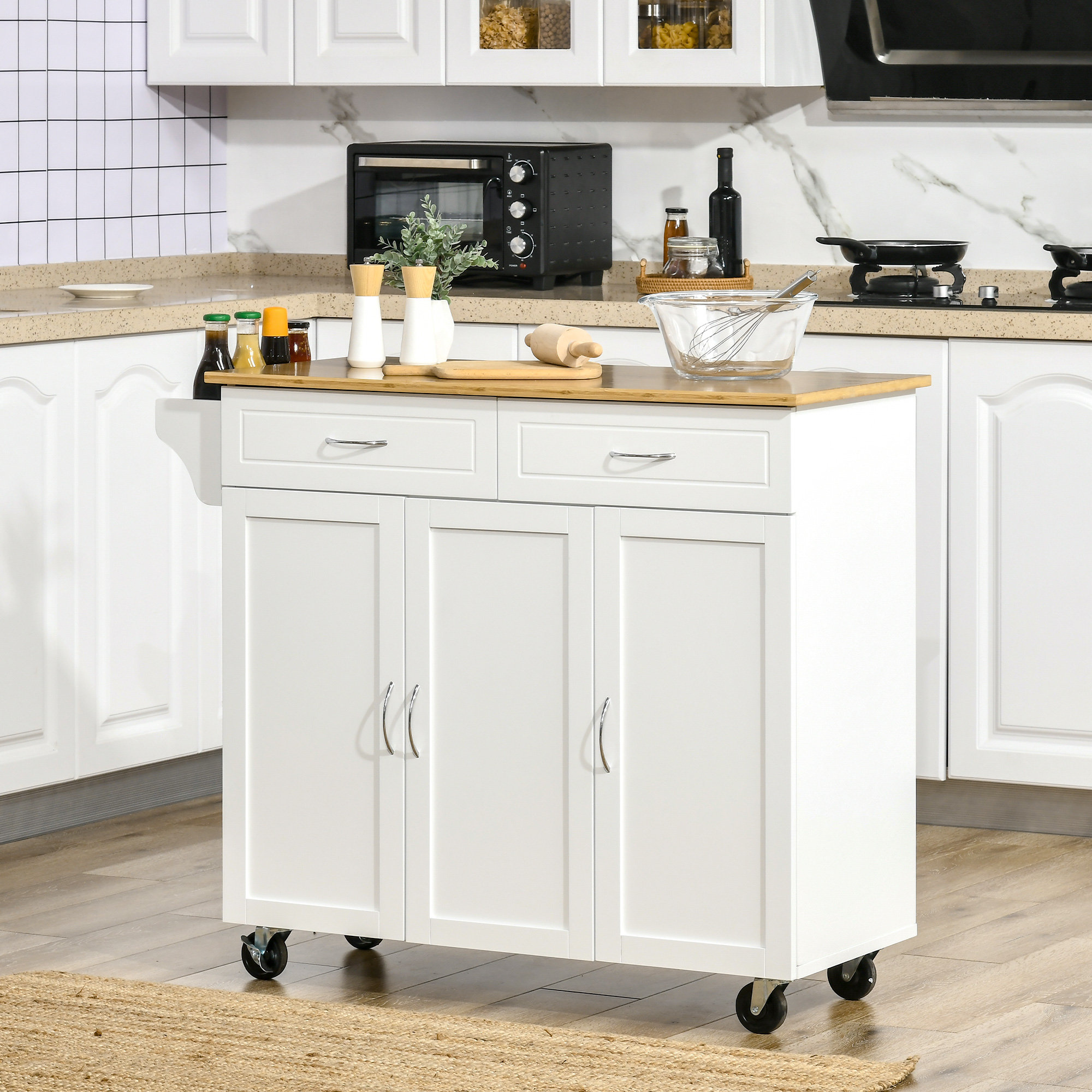 Latitude Run® 44" Kitchen Island with Locking Wheels & Reviews | Wayfair