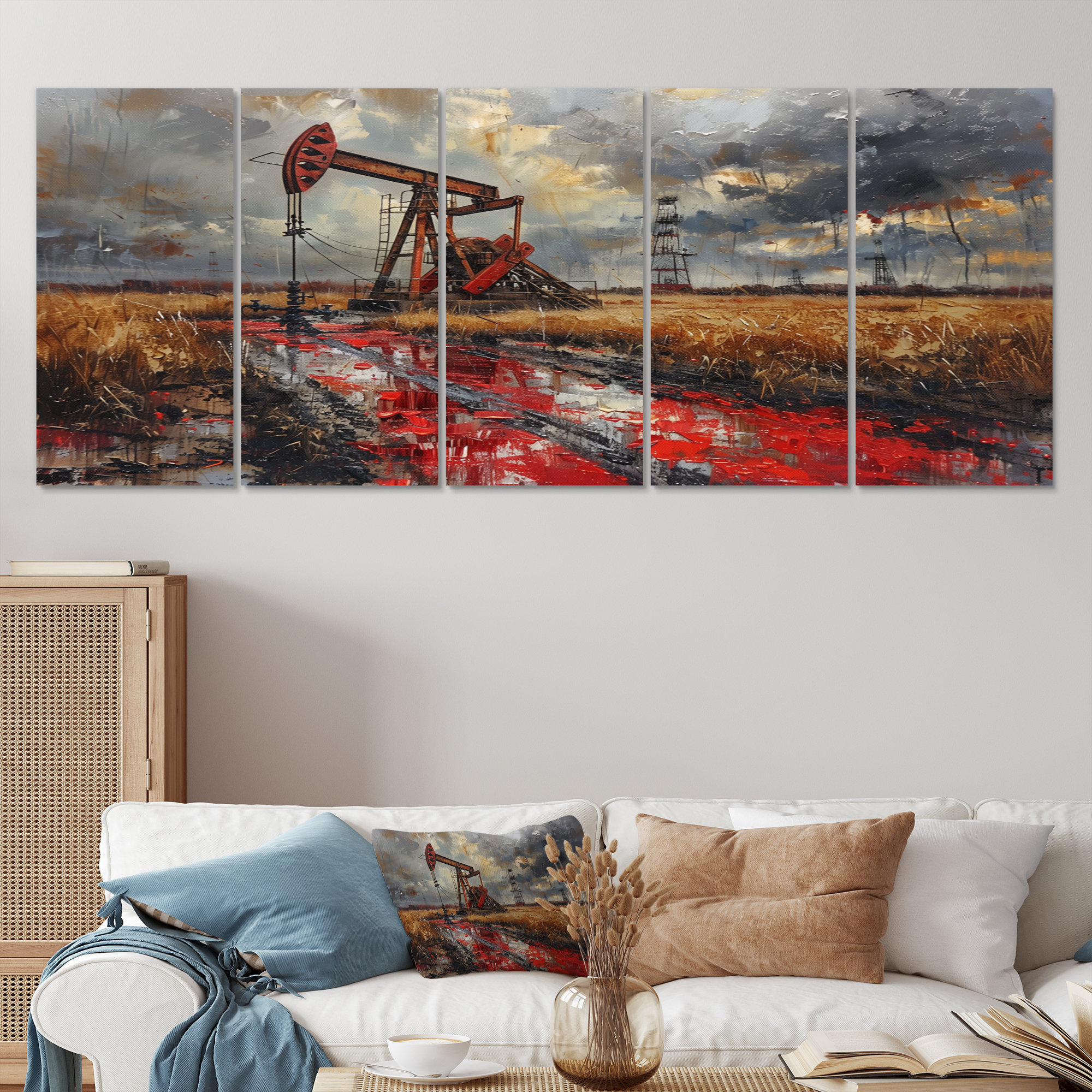 Winston Porter Red Winter Oil Fields Industrial Icon I - Oil Rigs ...