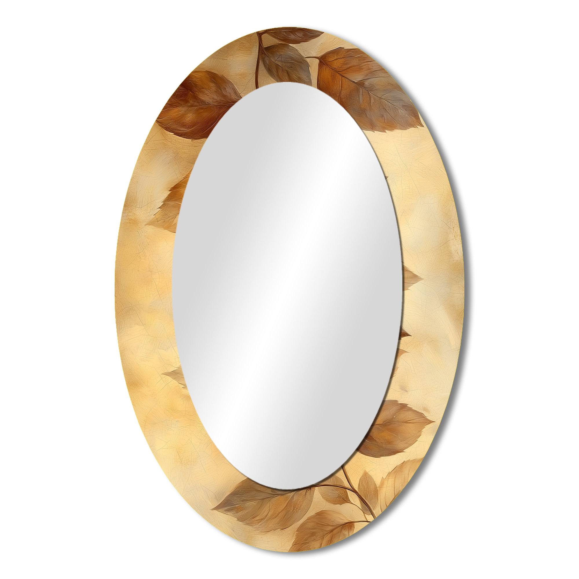 House of Hampton® Brown Faded Sepia Leaves VI - Floral Oval Decorative ...