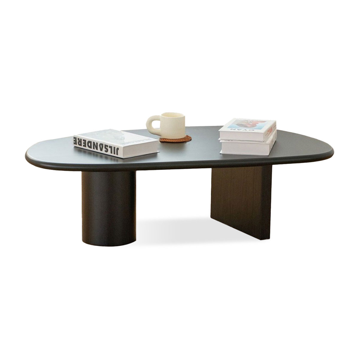 Orren Ellis Black Manufactured Wood Free form Coffee Table | Wayfair