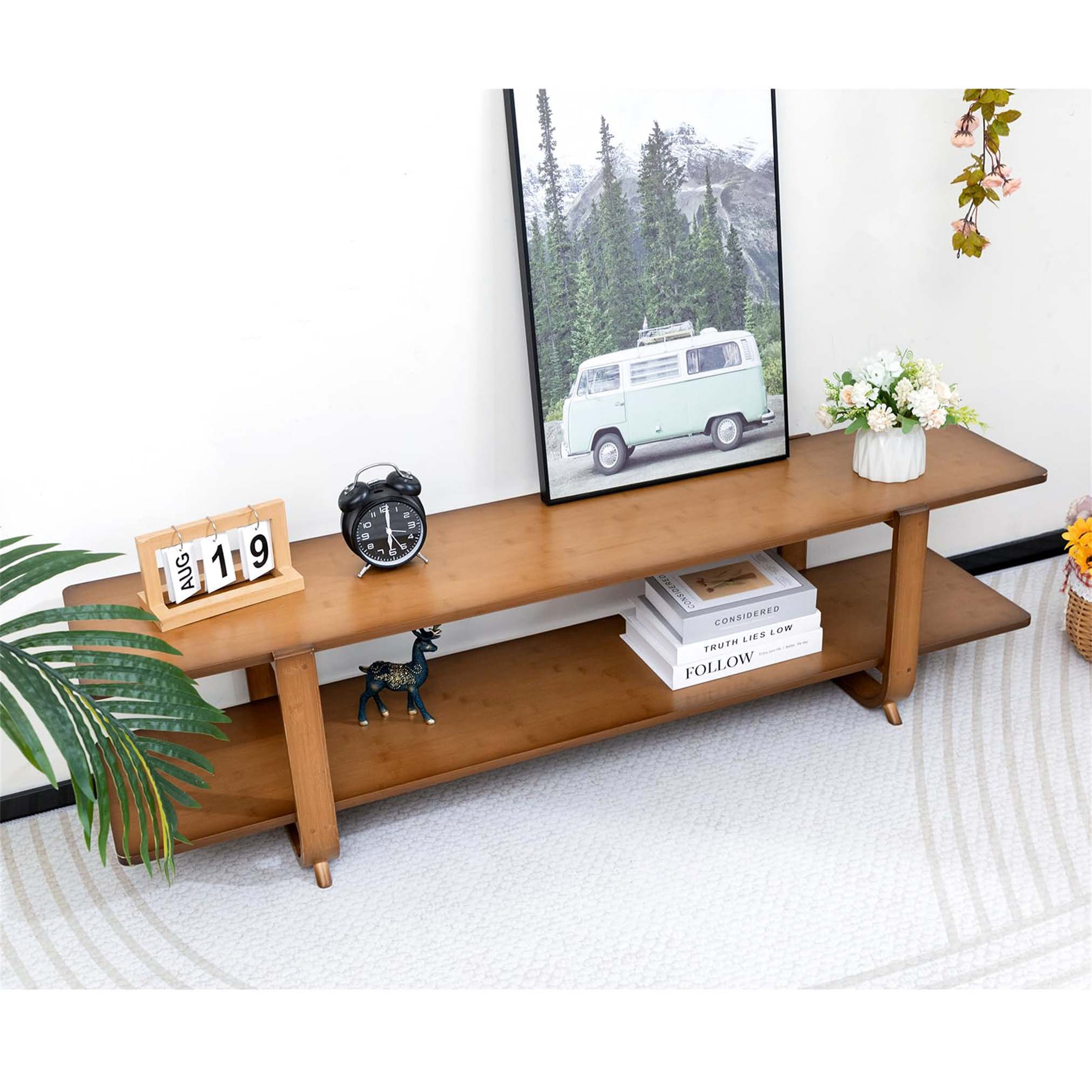 Latitude Run® Modern Bamboo TV Stand With Storage For Tvs Up To 65 ...