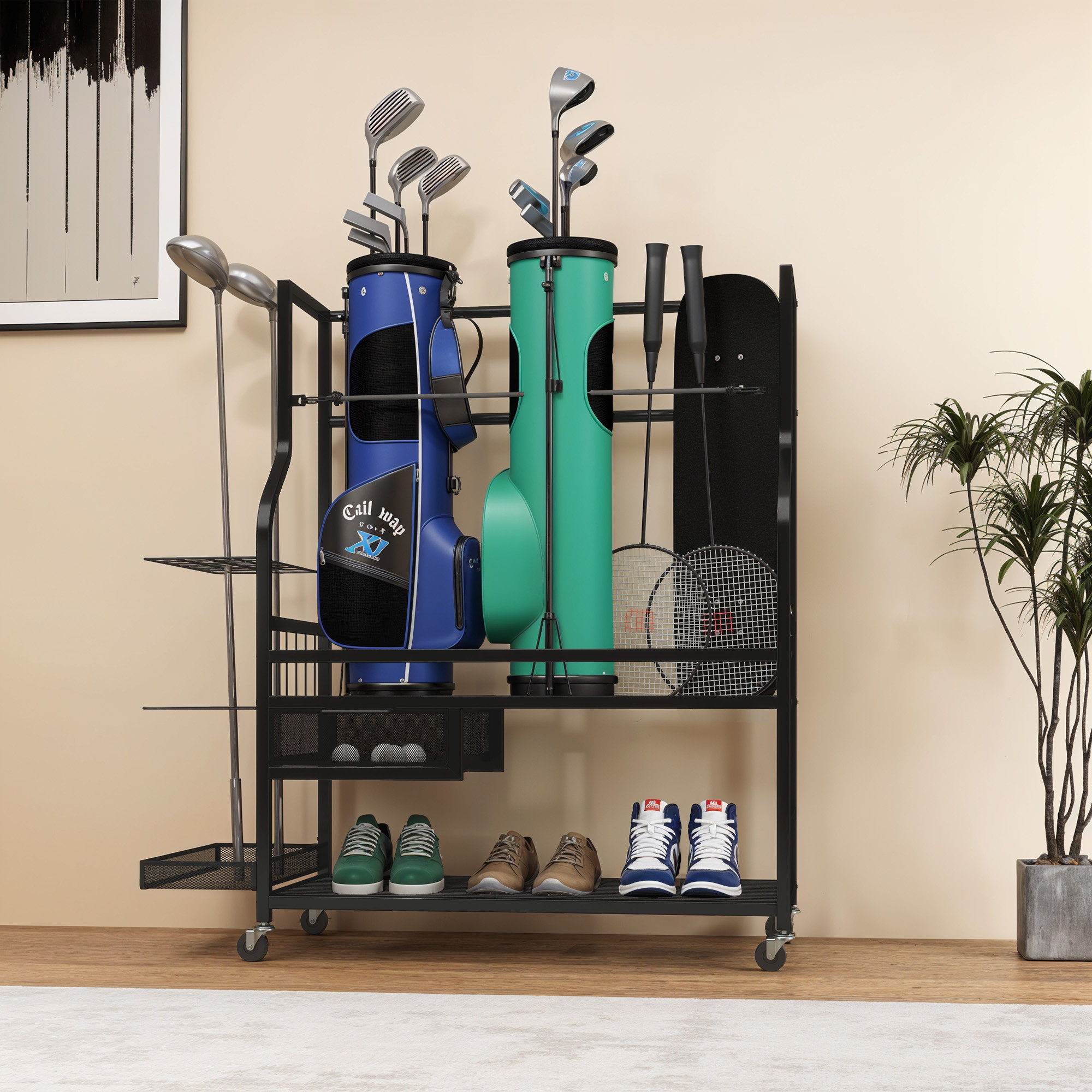 WFX Utility™ Heavy-Duty Golf Storage Rack with Lockable Wheels & Secure ...