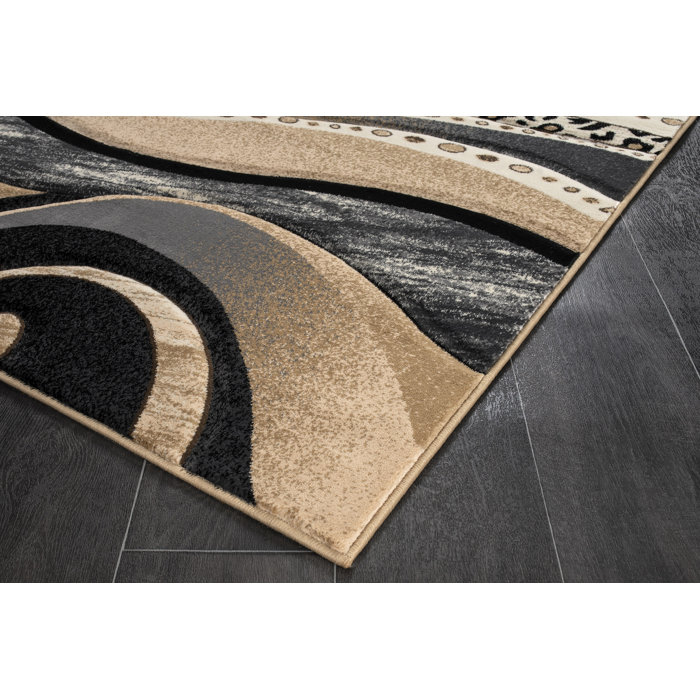 Wrought Studio Nekizia Abstract Black/Cream/Gray Area Rug & Reviews ...