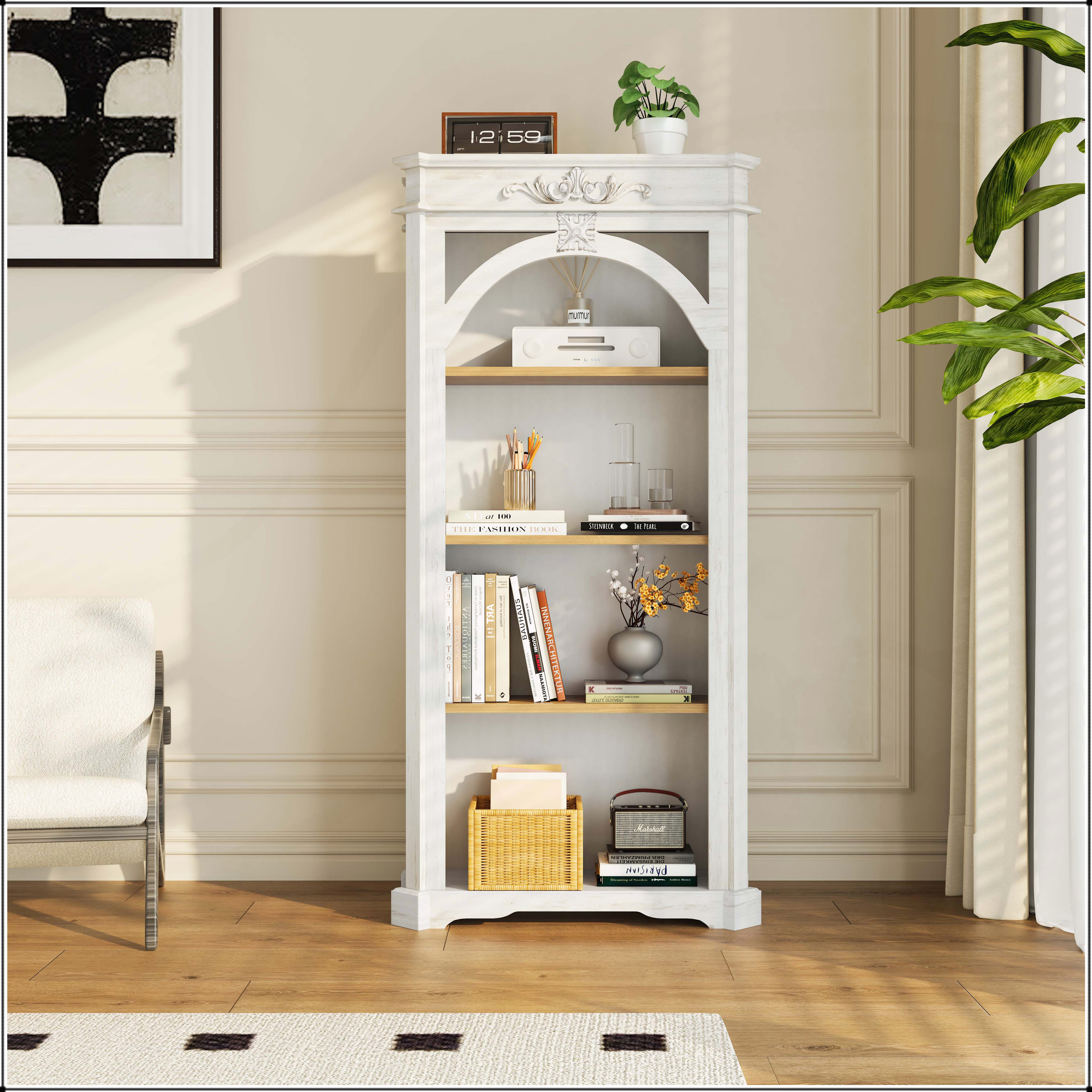 One Allium Way® Versatile 4-Tier Bookshelf for and Office, Enhancing ...