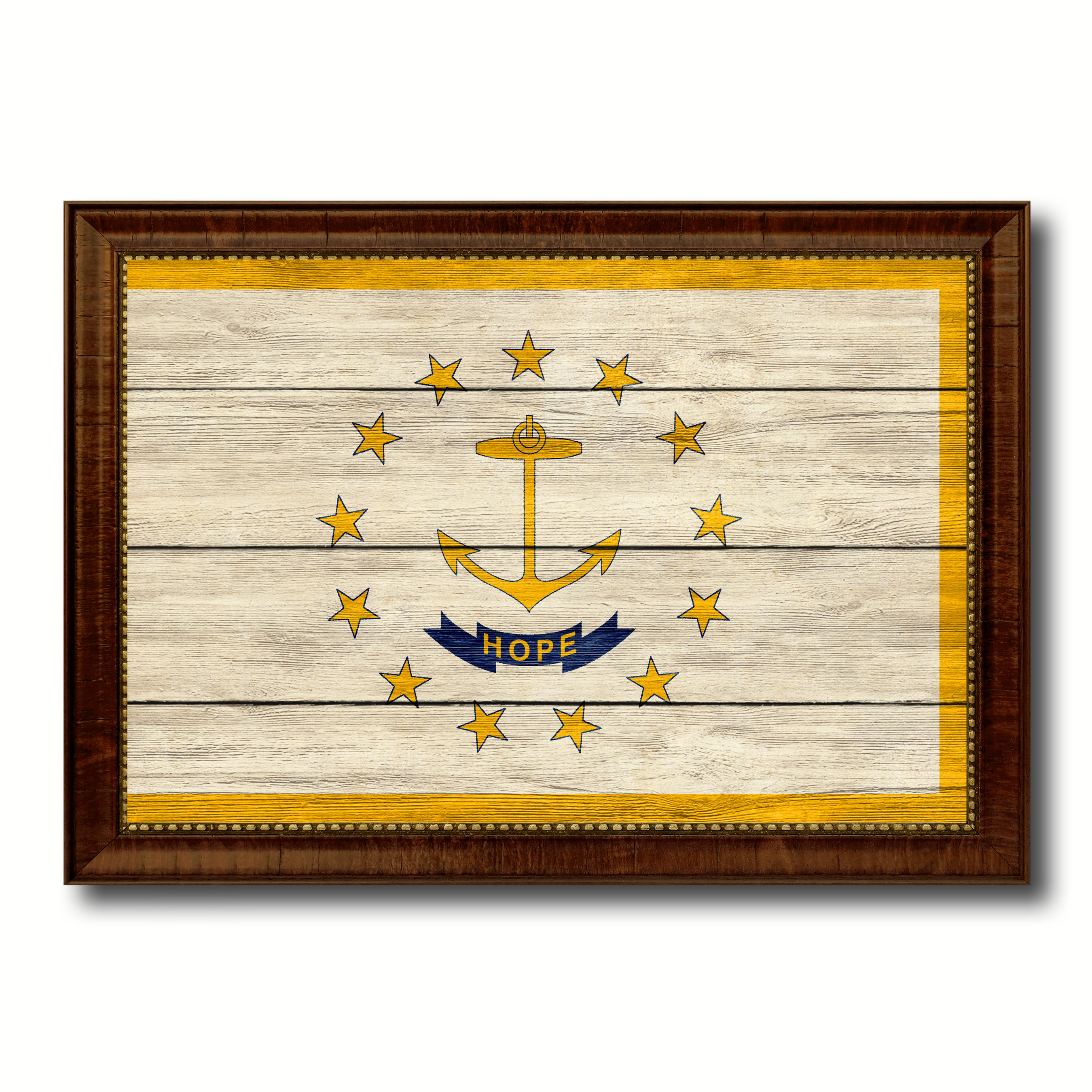Williston Forge Rhode Island State Textured Flag Print With Brown Gold ...