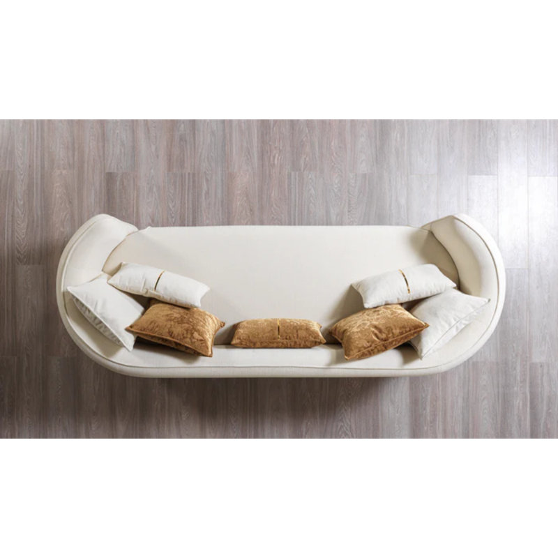 Everly Quinn Helena Ivory Velvet Sofa | Wayfair