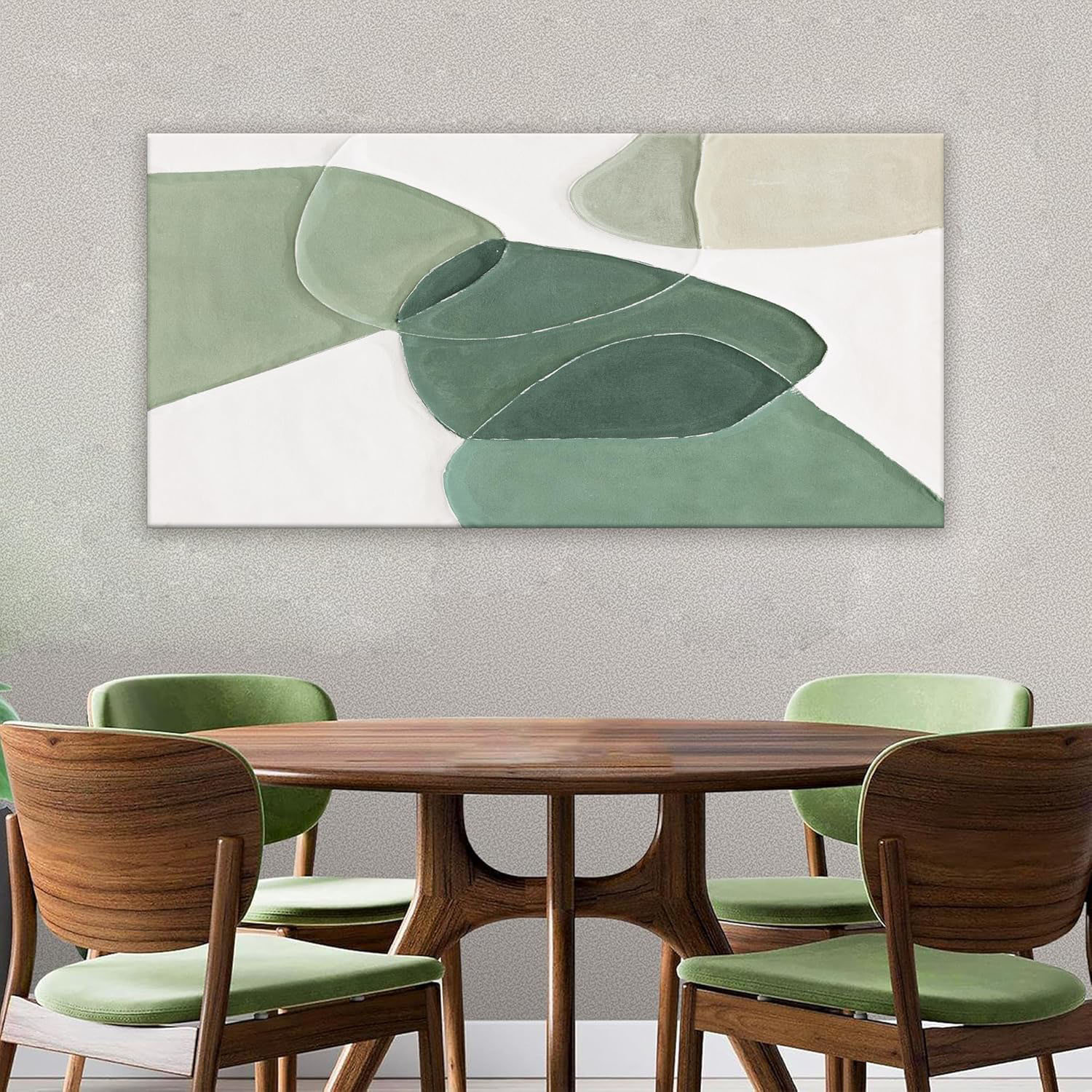 Brayden Studio® Art Large Green Geometric Block Line Wall Painting ...