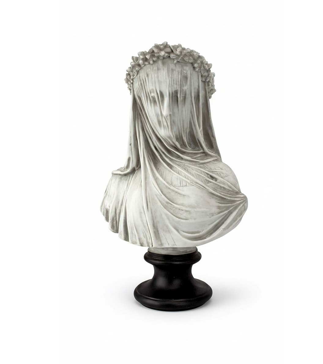 Bloomsbury Market 14" Veiled Maiden Bust Statue - Antiqued White Cast ...
