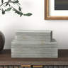 Joss & Main Set of 2 Pinstripe Storage Boxes 10" & 12", White and Gray ...