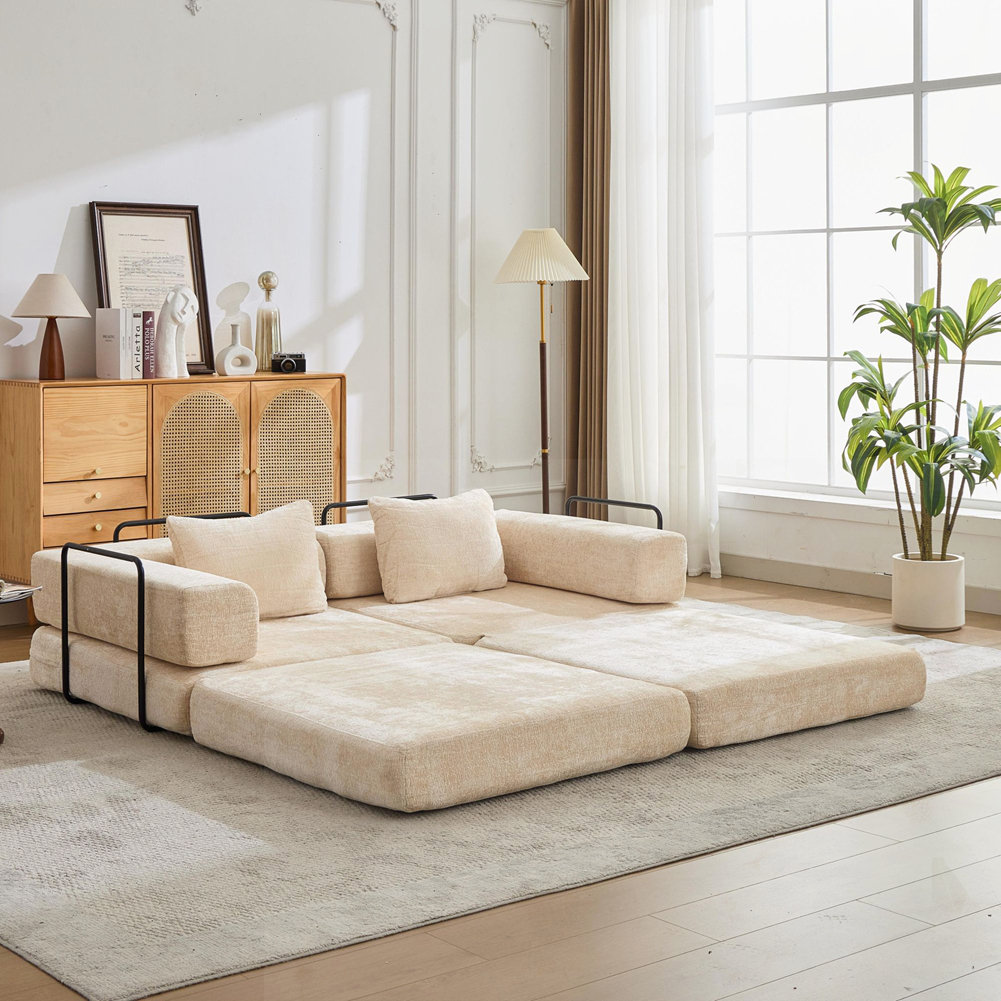 Ivy Bronx Convertible Floor Sofa Bed with Fixed-Shape Frame - Wayfair ...