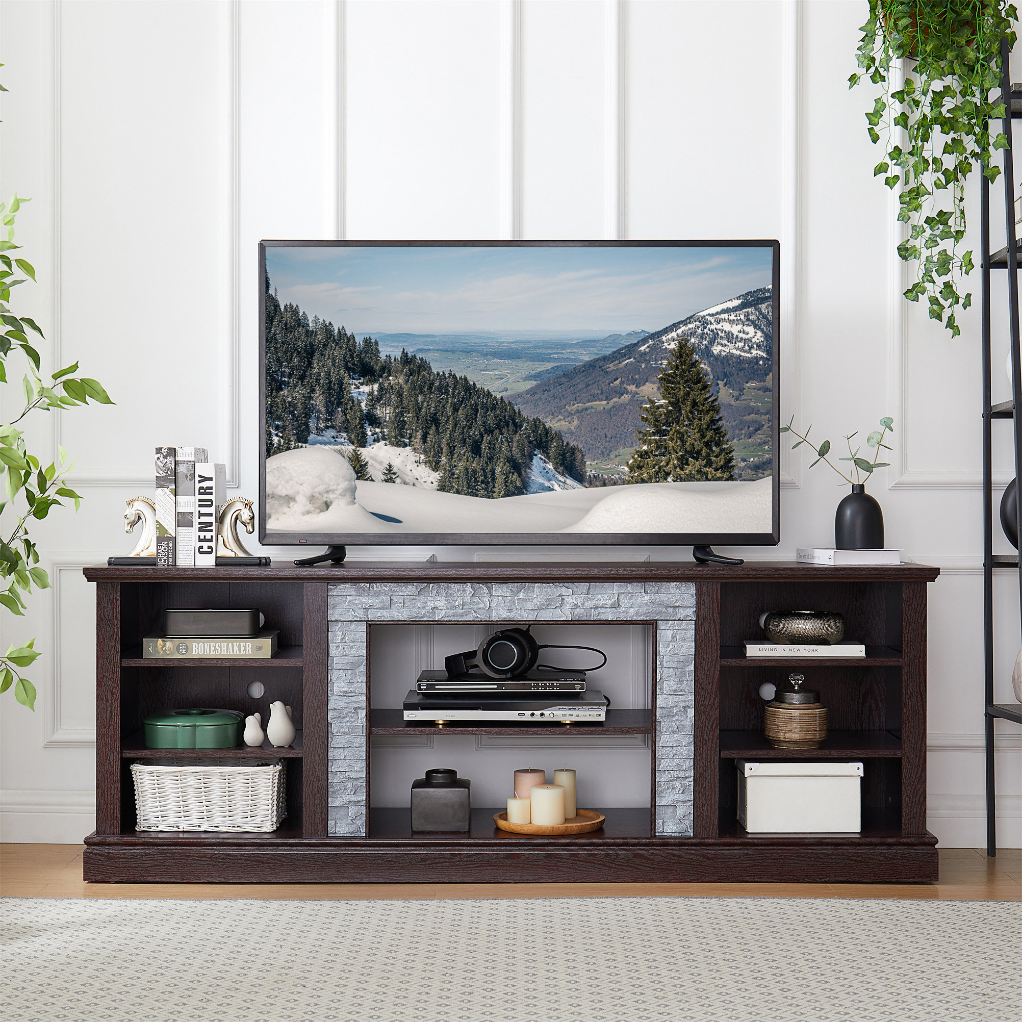 Lark Manor™ Large Faux Stacked Stone TV Stnad, Desk Storage Rack, Media ...