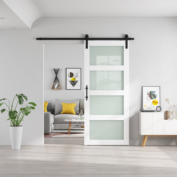 LDB_BUILDING Glass and Manufactured Wood Prefinished Barn Door with ...