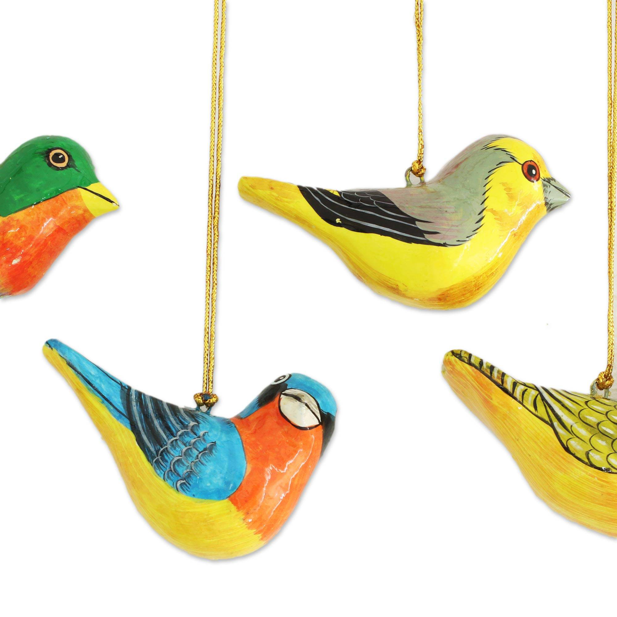 The Holiday Aisle® 4 Piece Chirping Sparrows Papier Mache Hanging ...