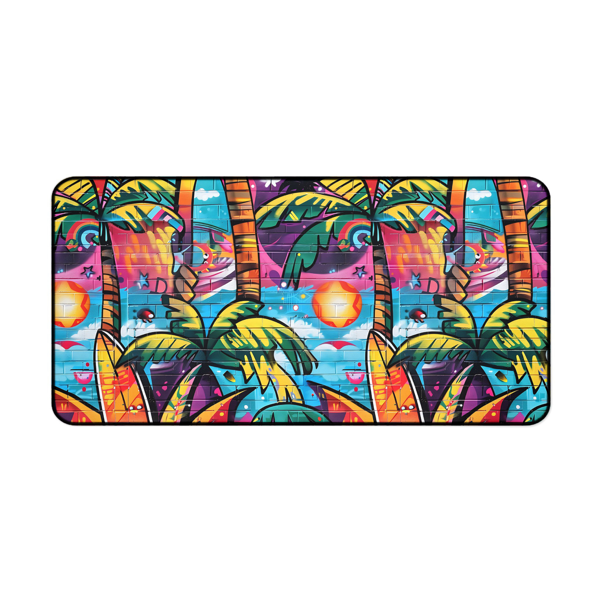 East Urban Home Tropical Graffiti Mouse Mat, Beach Palm Trees, Colorful ...