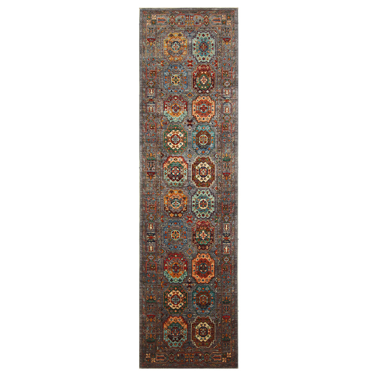 Bokara Rug Co., Inc. High-Quality Hand-Knotted Gray/Red/Blue Runner ...
