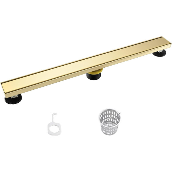 Yiamanaus 24-Inch Linear Shower Drain Brushed Gold With Tile Insert ...