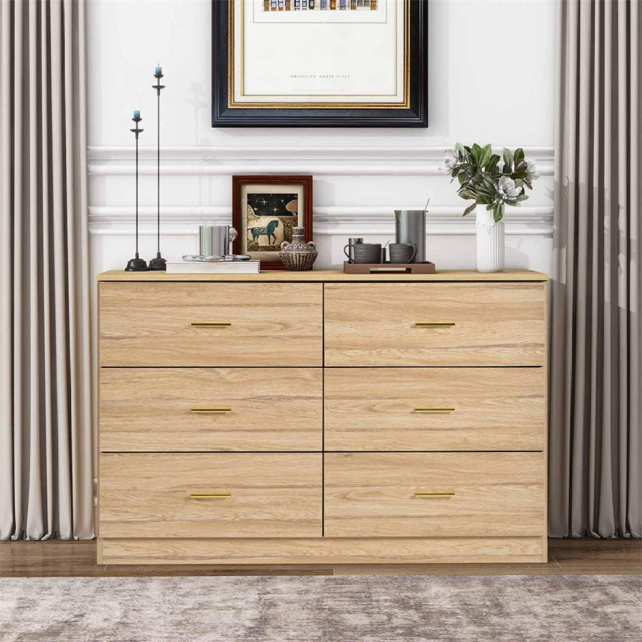 George Oliver Modern 6-Drawer Dresser Storage Wide Chest Of Drawers ...