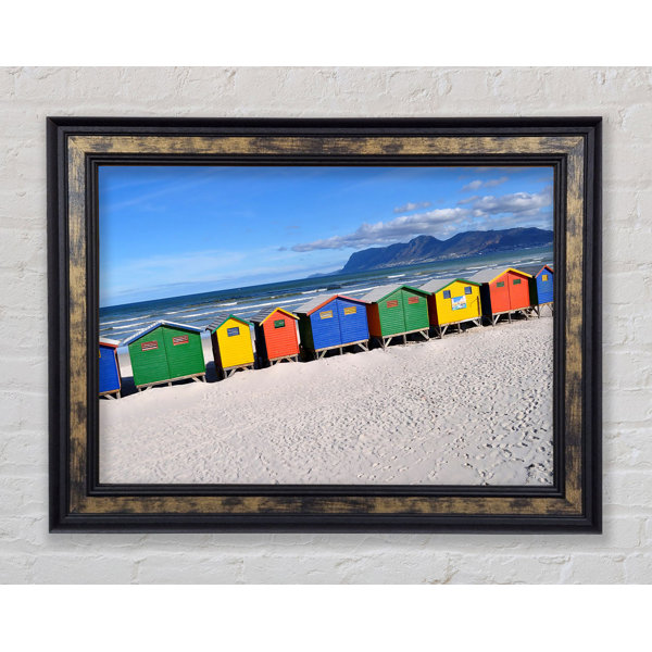 Bright Star Beach Huts Rainbow - Single Picture Frame Art Prints ...