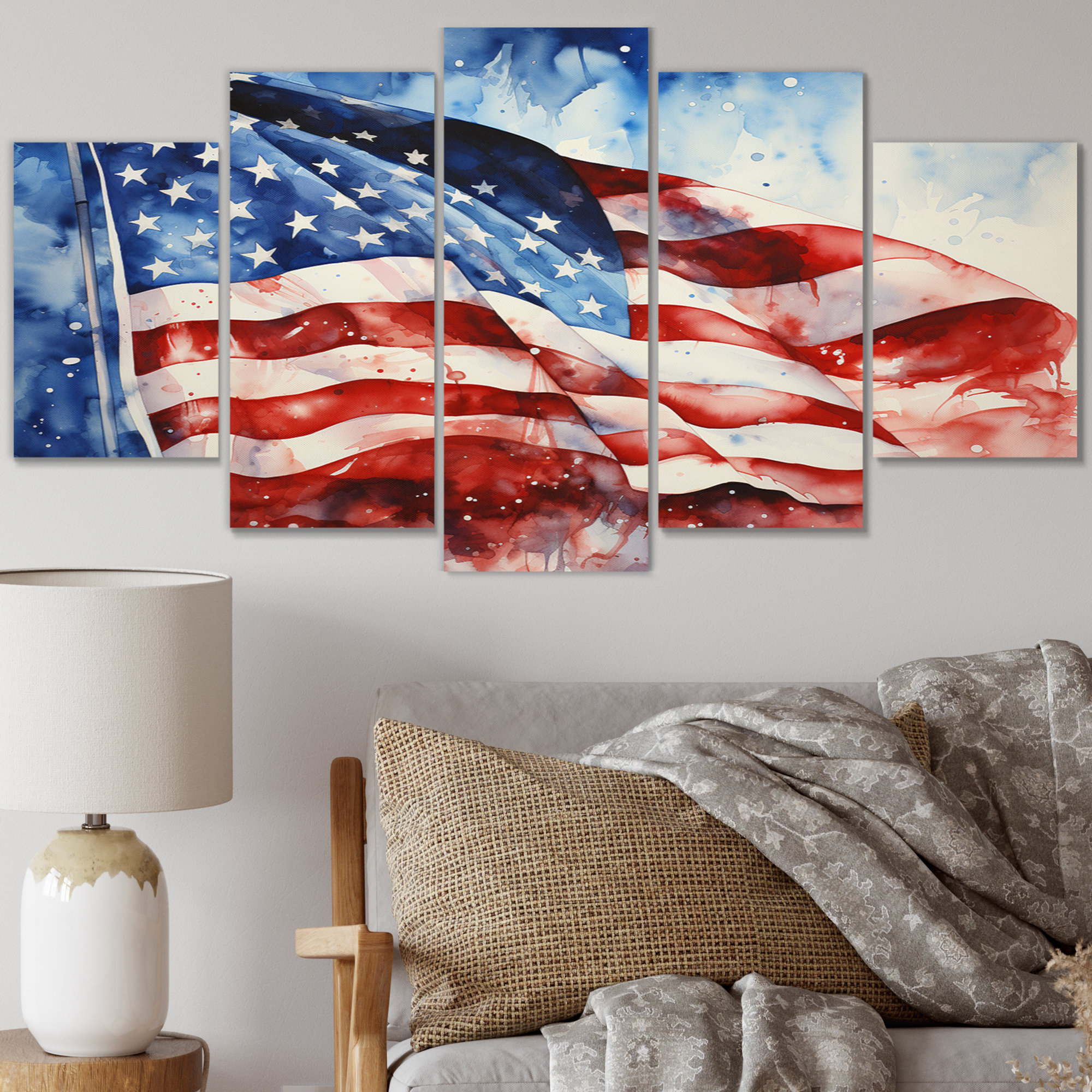 Winston Porter Flag American Flag I - Flag USA Canvas Print - 5 Panels ...