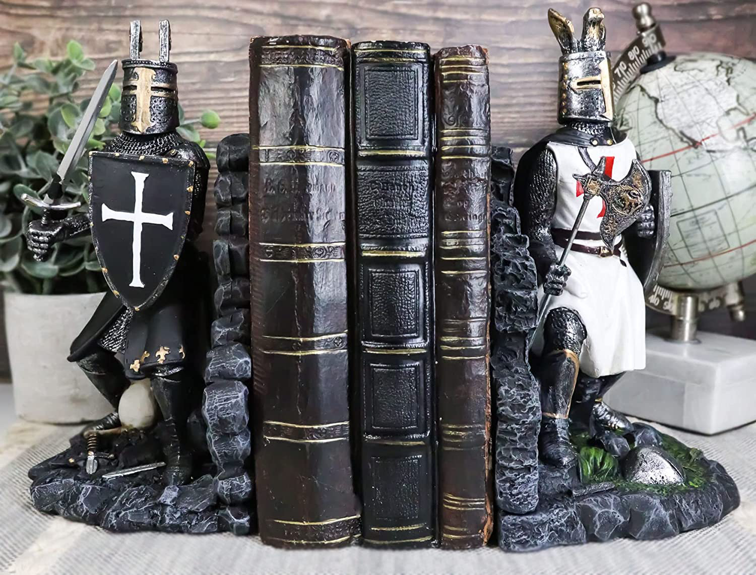Astoria Grand Ebros Black And White Medieval Crusader Knight Bookends ...