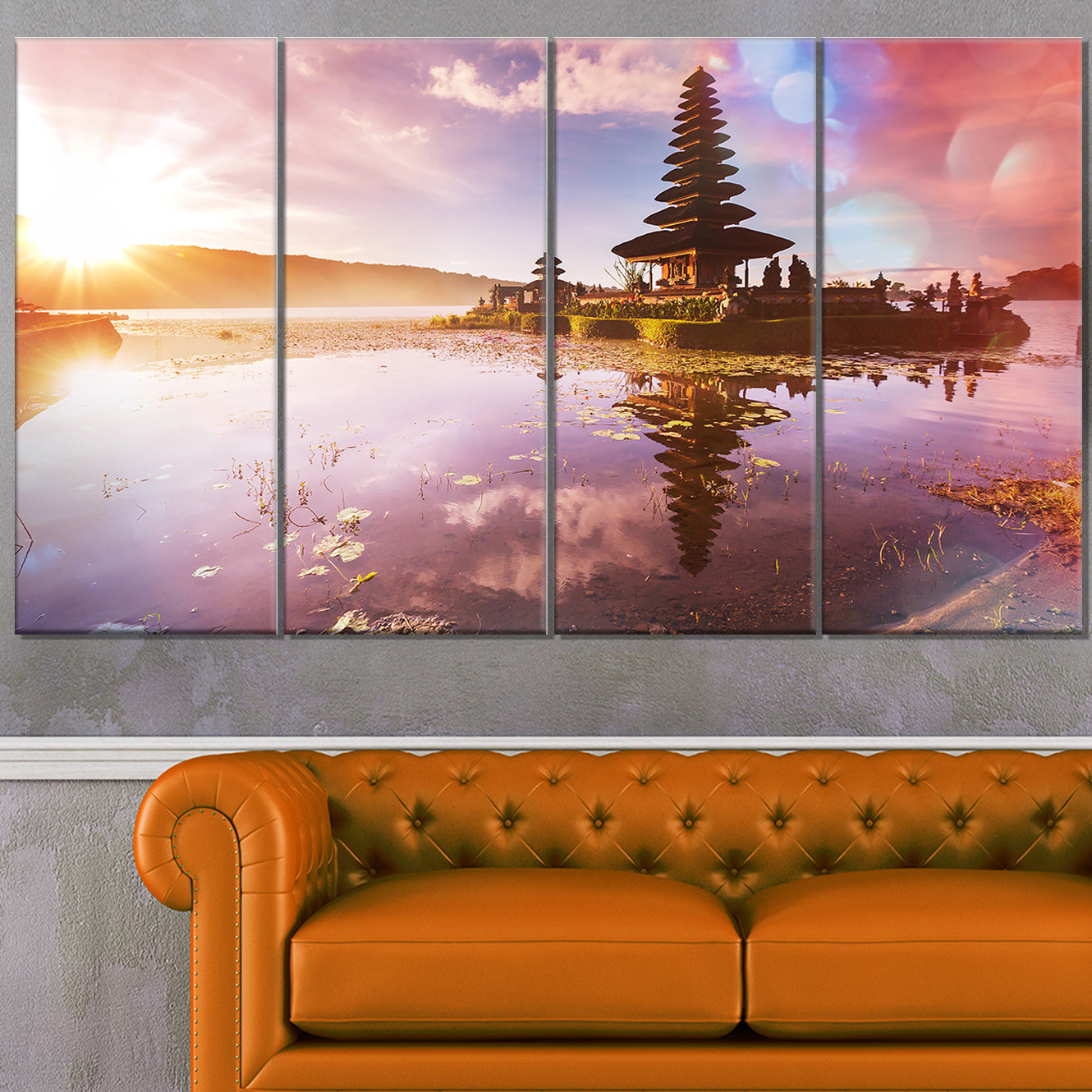 Design Art 'Beautiful Ulun Danu Temple' 4 Piece Photographic Print on ...