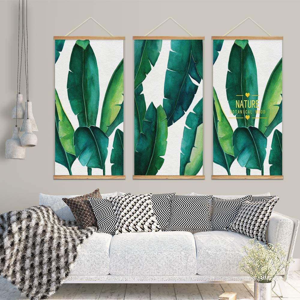 IDEA4WALL Minimal Botanical Floral Botanical Hanging Poster with Wood ...