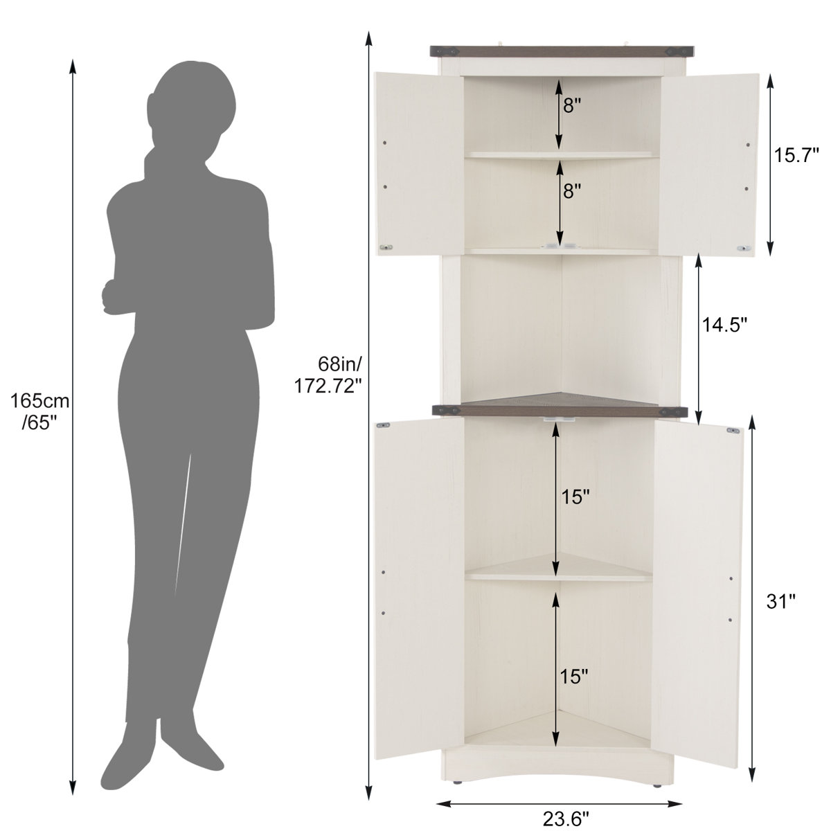 Winston Porter Triangular 68" Corner Kitchen Pantry & Reviews | Wayfair