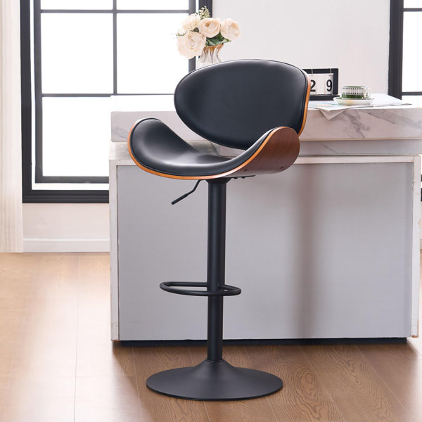 George Oliver Modern Upholstered Swivel 24”H Barstool, Adjustable ...