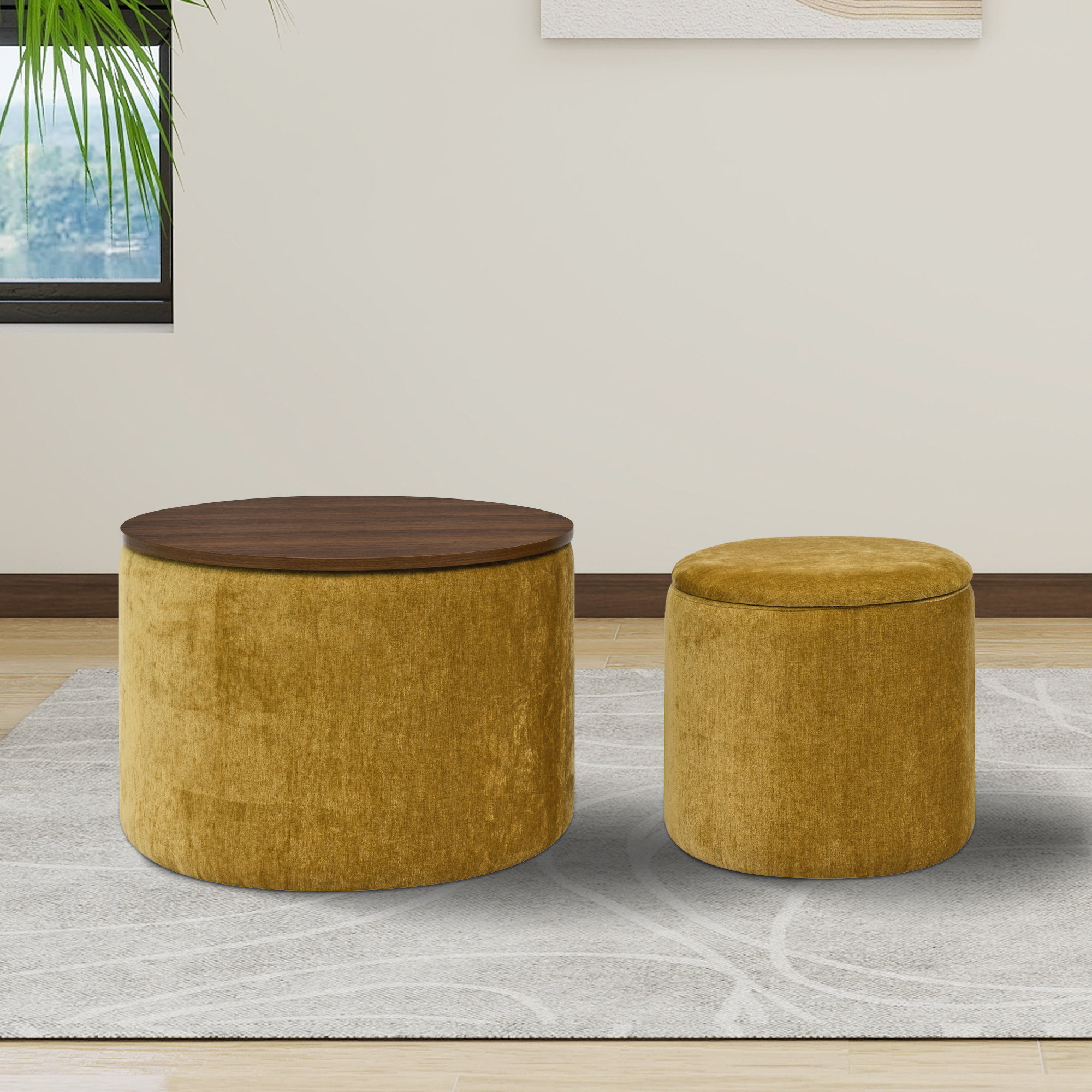 Latitude Run® Fenko 23.62" Wide Chenille Round Storage Ottoman with ...