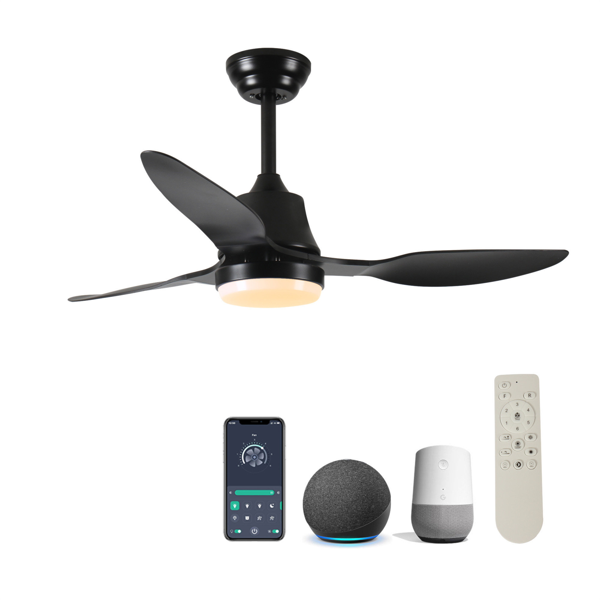 LOONGFIELD 42" Smart Ceiling Fan With Lights Remote,Silent DC Motor ...