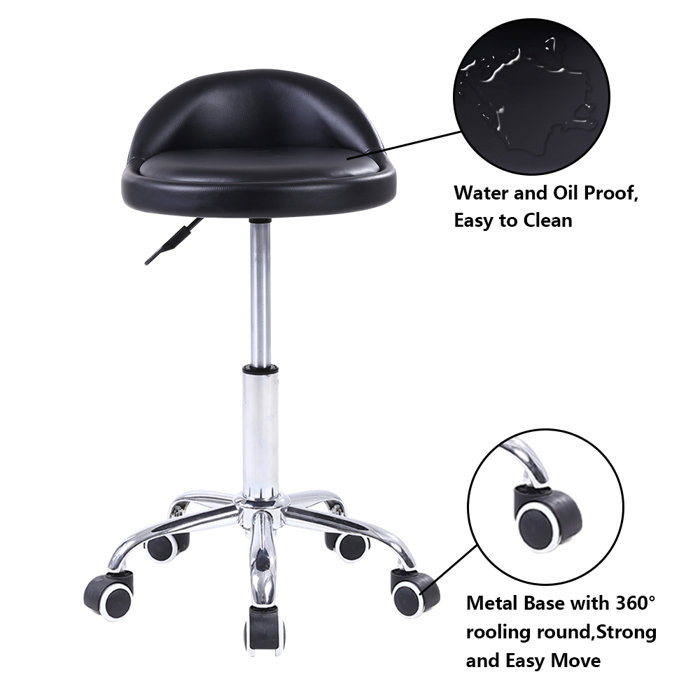 Inbox Zero Backed Adjustable Height Ergonomic Lab Stool with Wheels ...