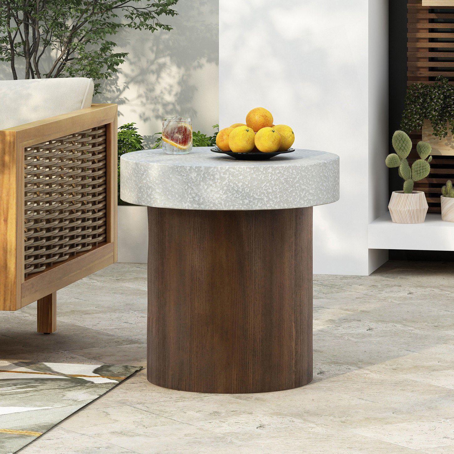 Latitude Run® Unique Design Side Table, Cylindrical Side Table ...