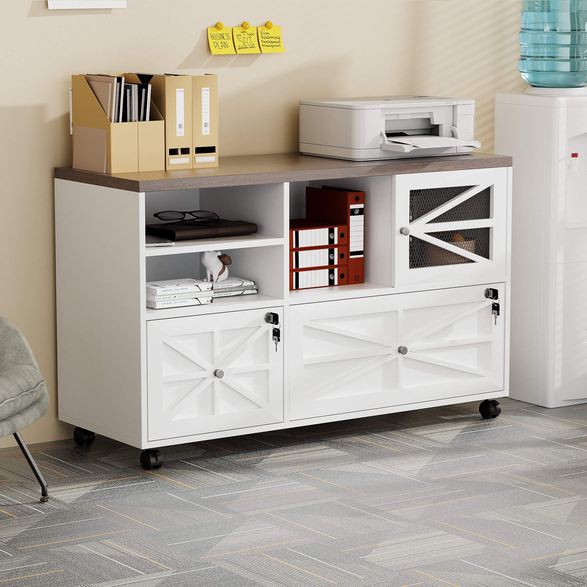 Ophelia & Co. Lateral File Cabinet With Lock, 2 Drawer Mobile Filing ...