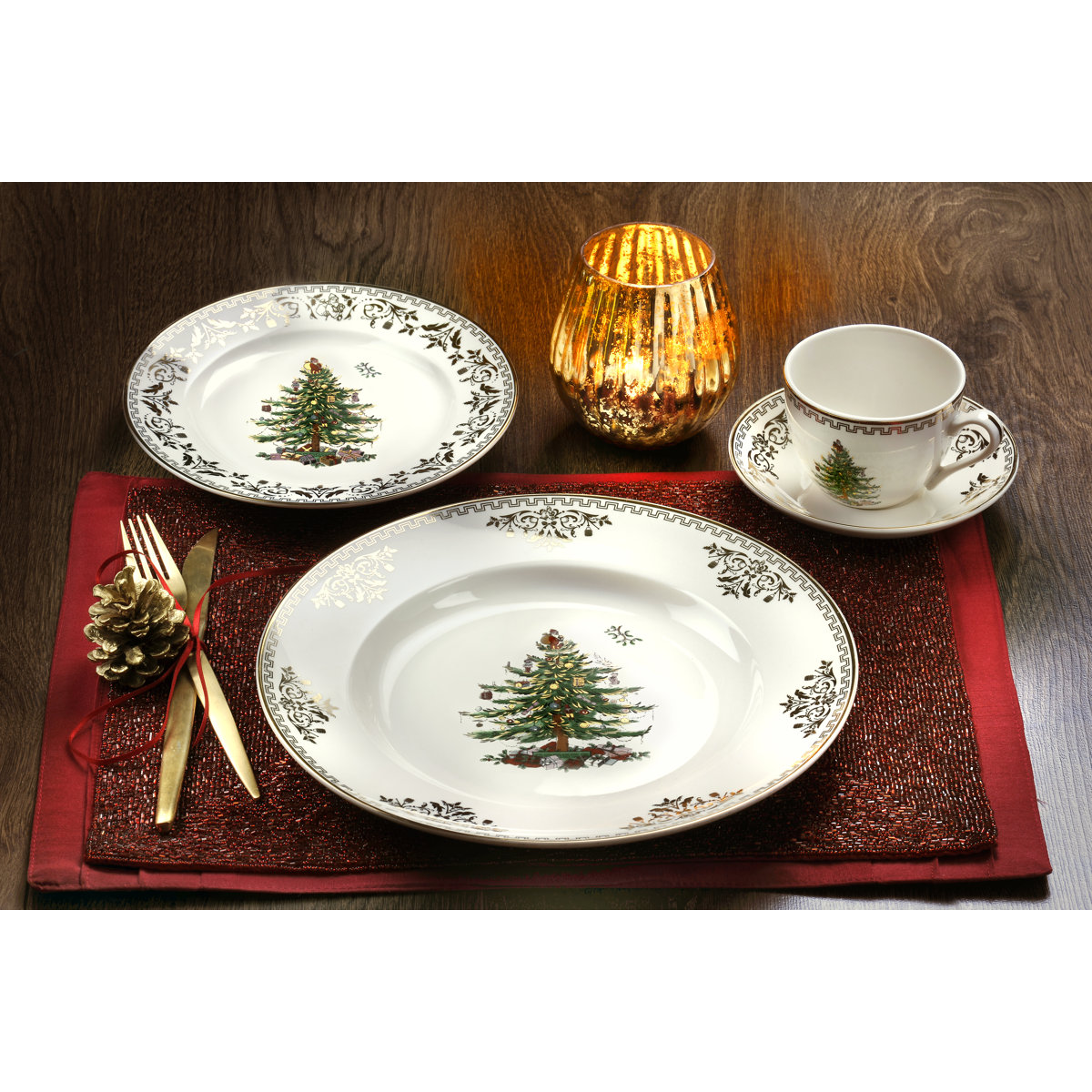 Spode Christmas Tree Gold 4-Pc Place Setting & Reviews | Birch Lane