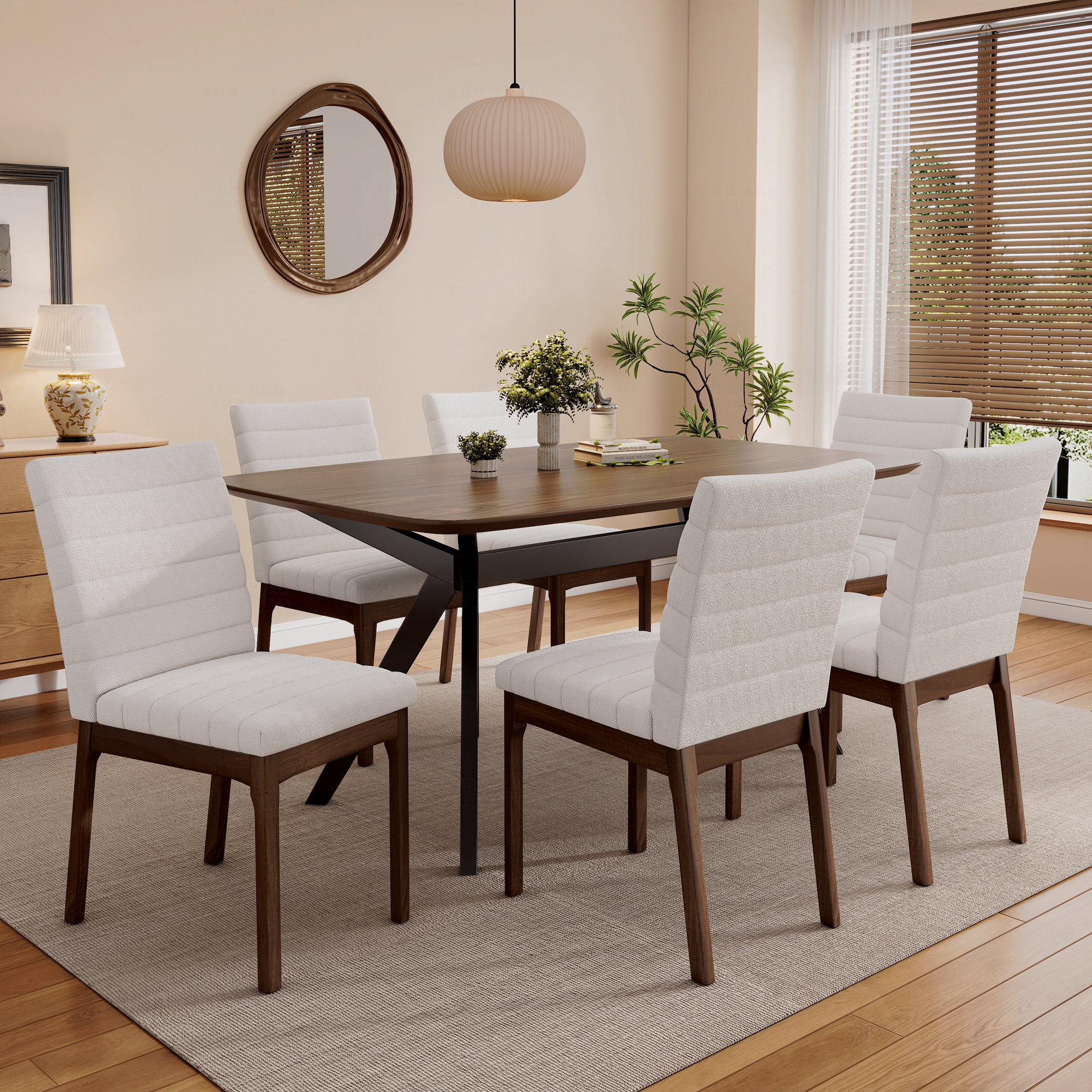 One Allium Way 5-Piece Upholstered Dining Set With Rubberwood Frame ...