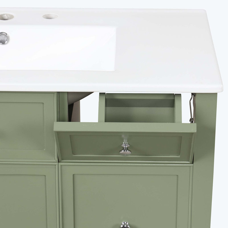 Lark Manor™ 36" Green Bathroom Vanity with Three Drawers | Wayfair