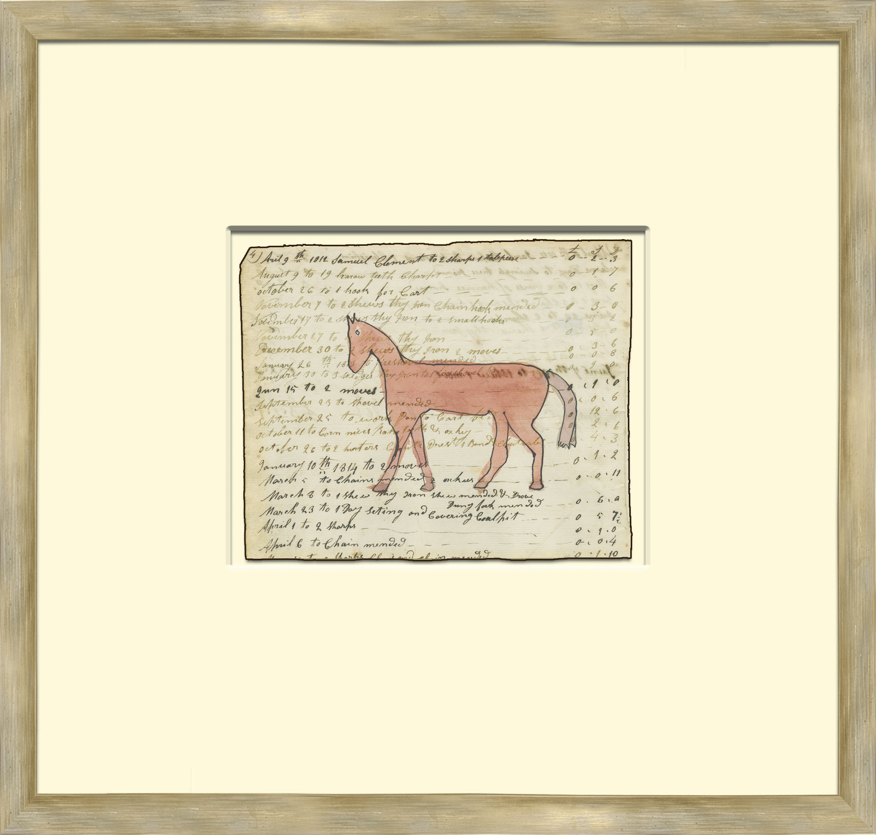 Soicher Marin Pink Horse - Sm. Mennonite Ledger Drawing - Picture Frame ...