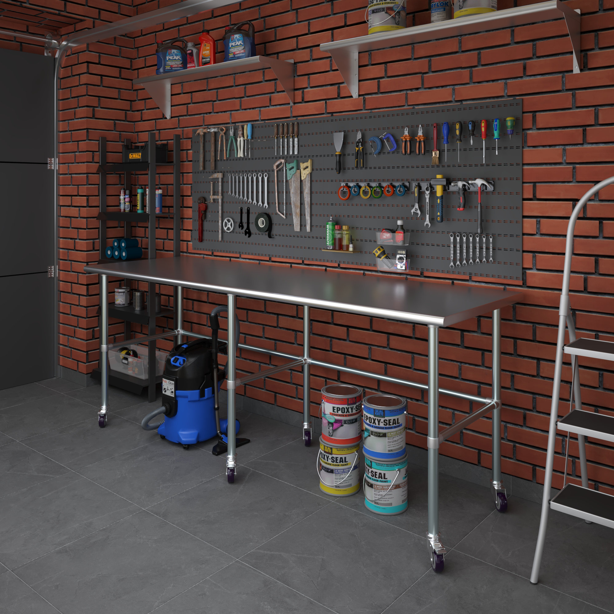 Amgood Stainless Steel Open Base Work Table with Wheels | Wayfair