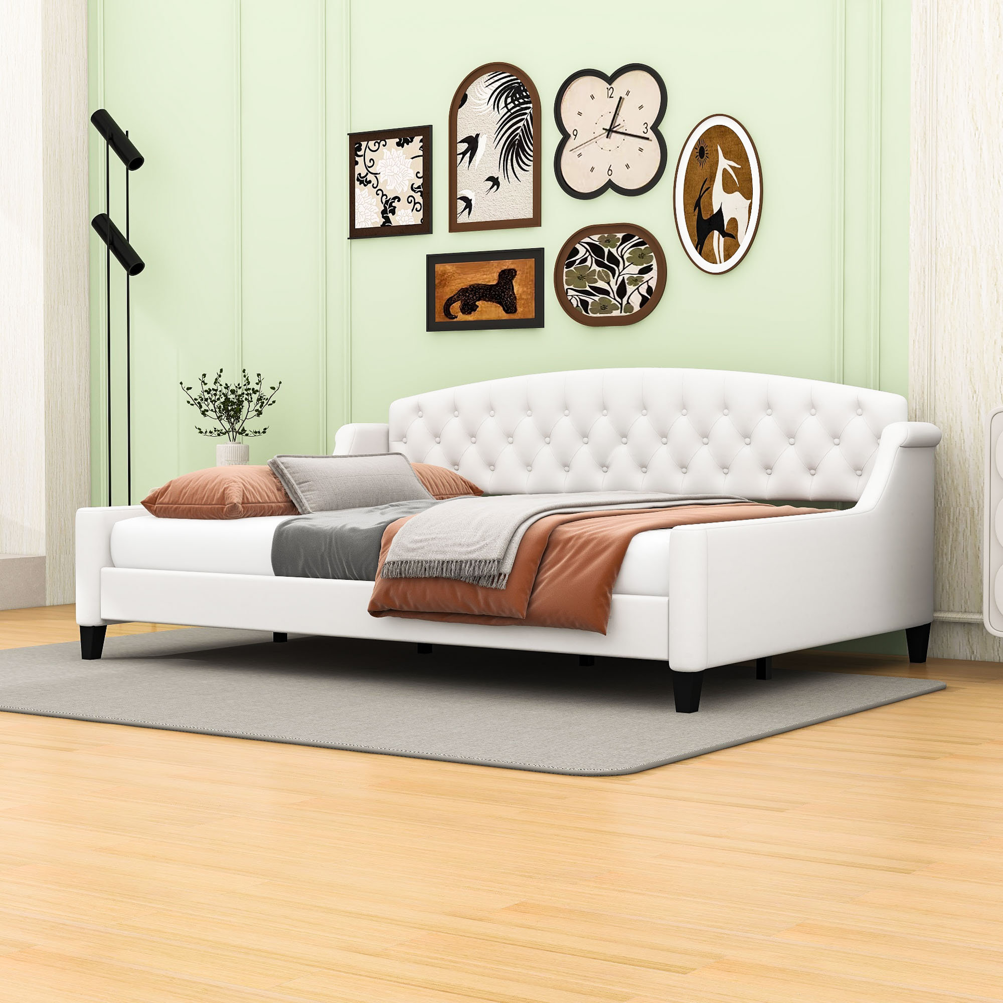 Lark Manor Full Size Upholstered Daybed with Button-Tufted Backrest ...