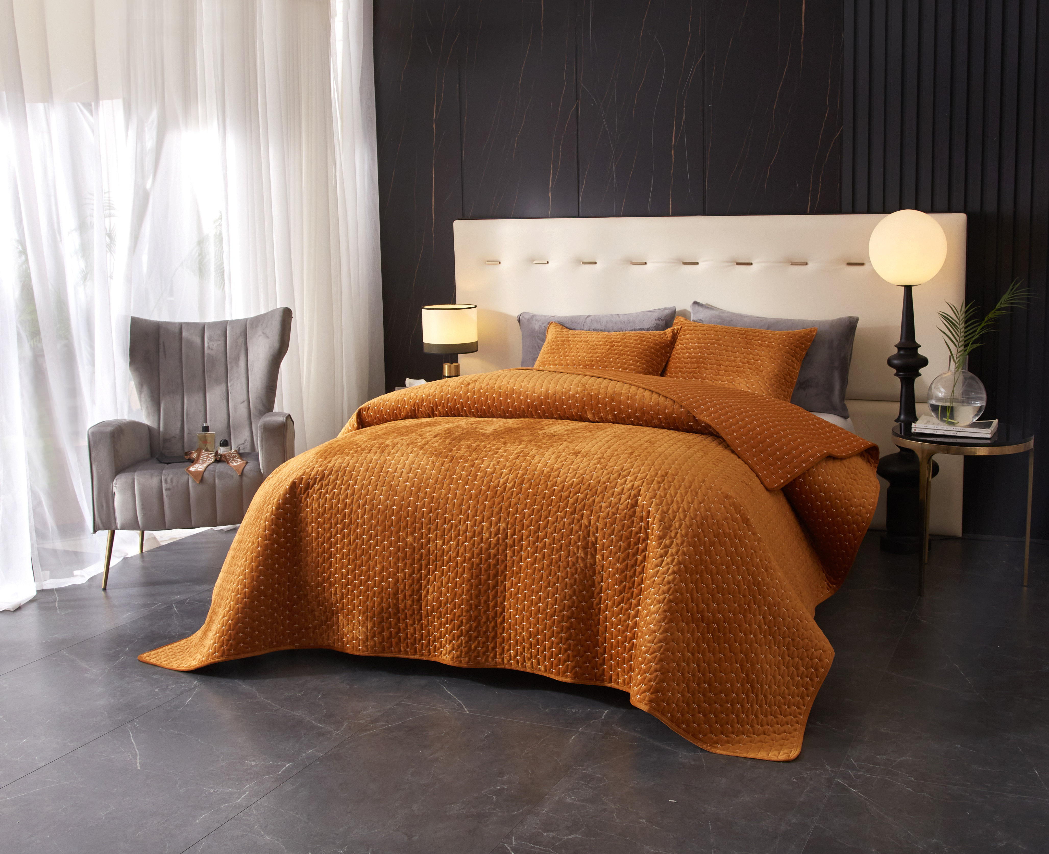 Say Yes Bedding Zera Cross Velvet Coverlet/Bedspread with Pillowcases ...