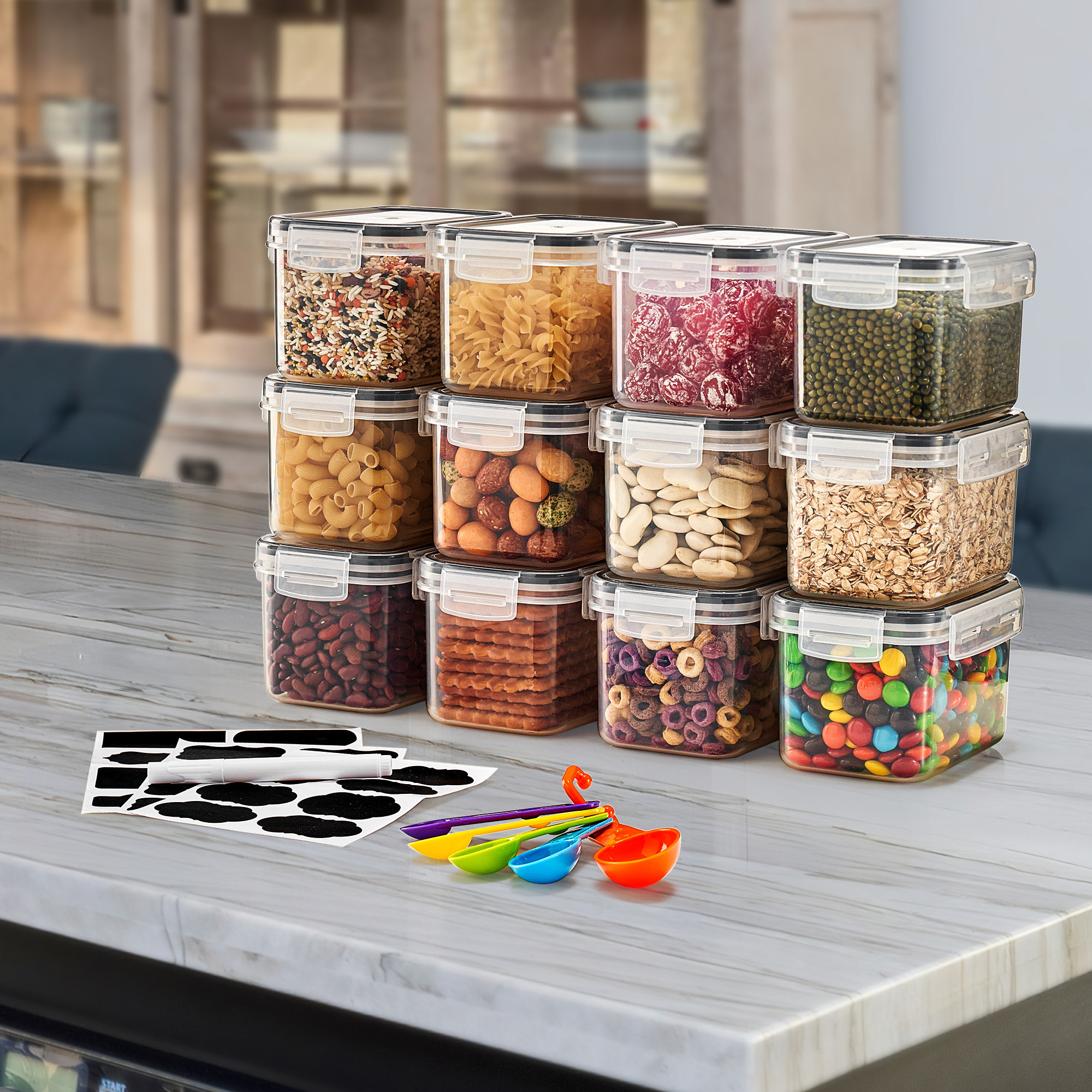 Sorbus Airtight Food Storage Containers With Locking Lids, Measuring ...