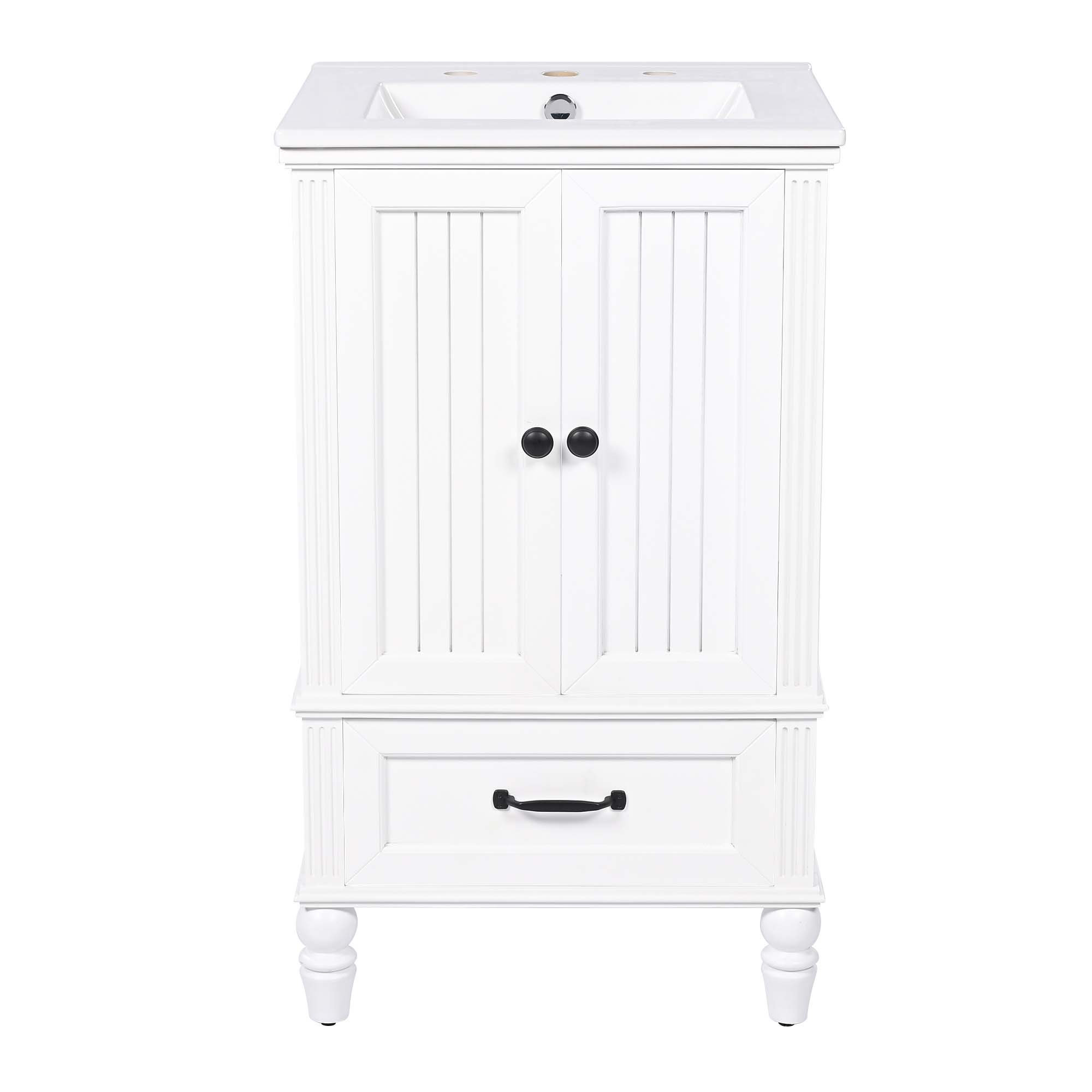 Ebern Designs Meuble-lavabo de 20 po avec lavabo, armoire de salle de ...