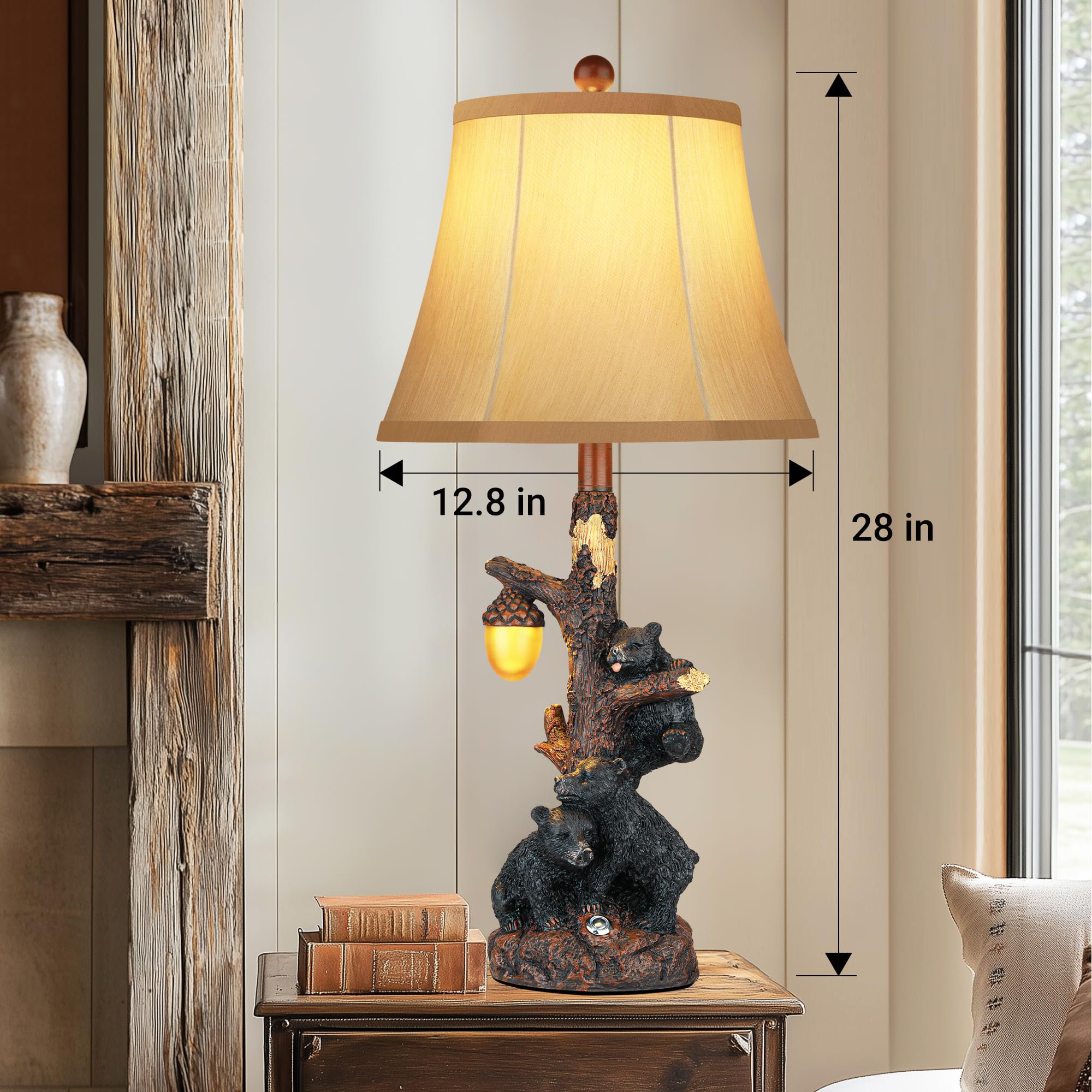 Loon Peak Set Of 2 Bear Bedside Table Lamps For Bedroom With Nightlight ...