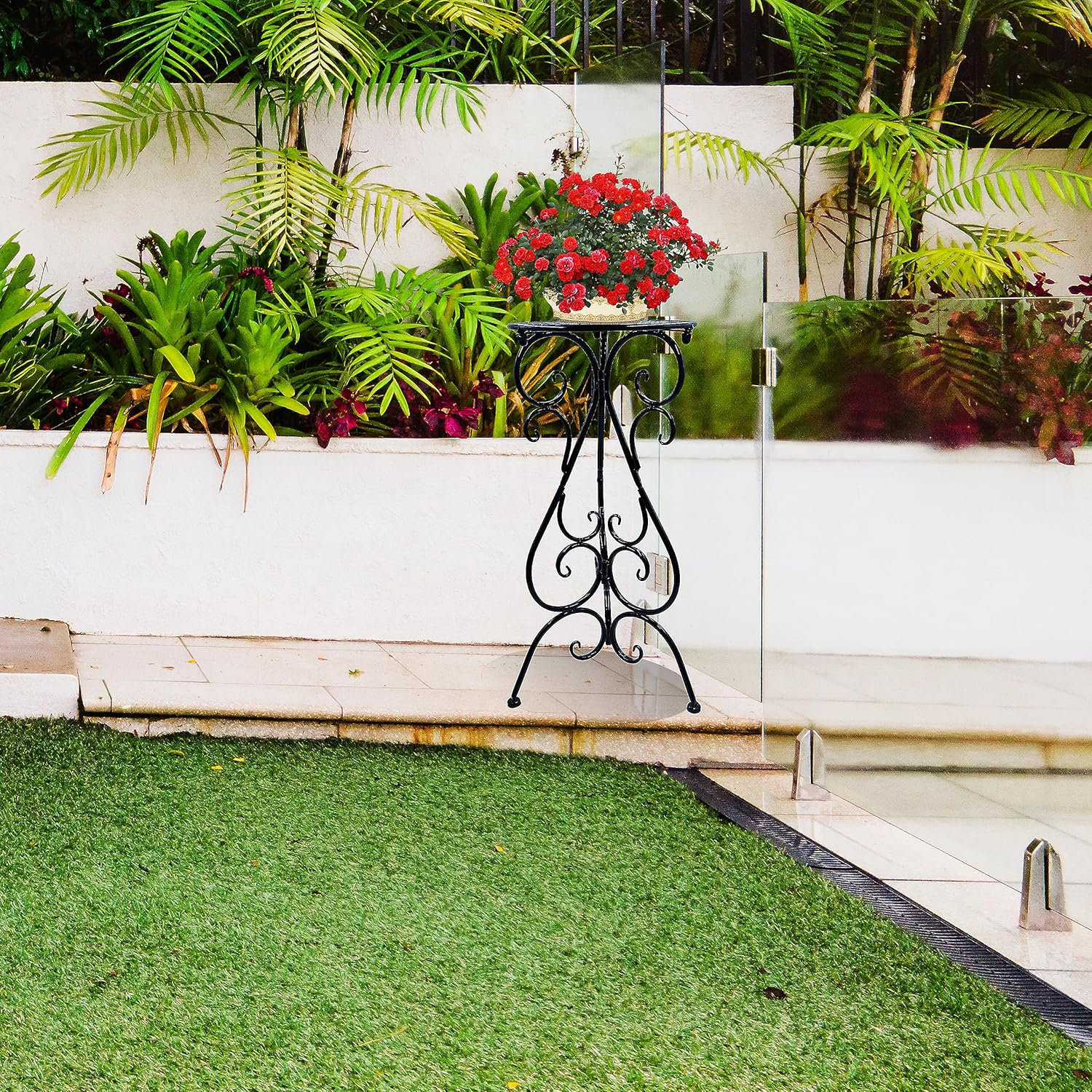 Lark Manor Metal Plant Stand Indoor Outdoor, Single Flower Pot Stands ...