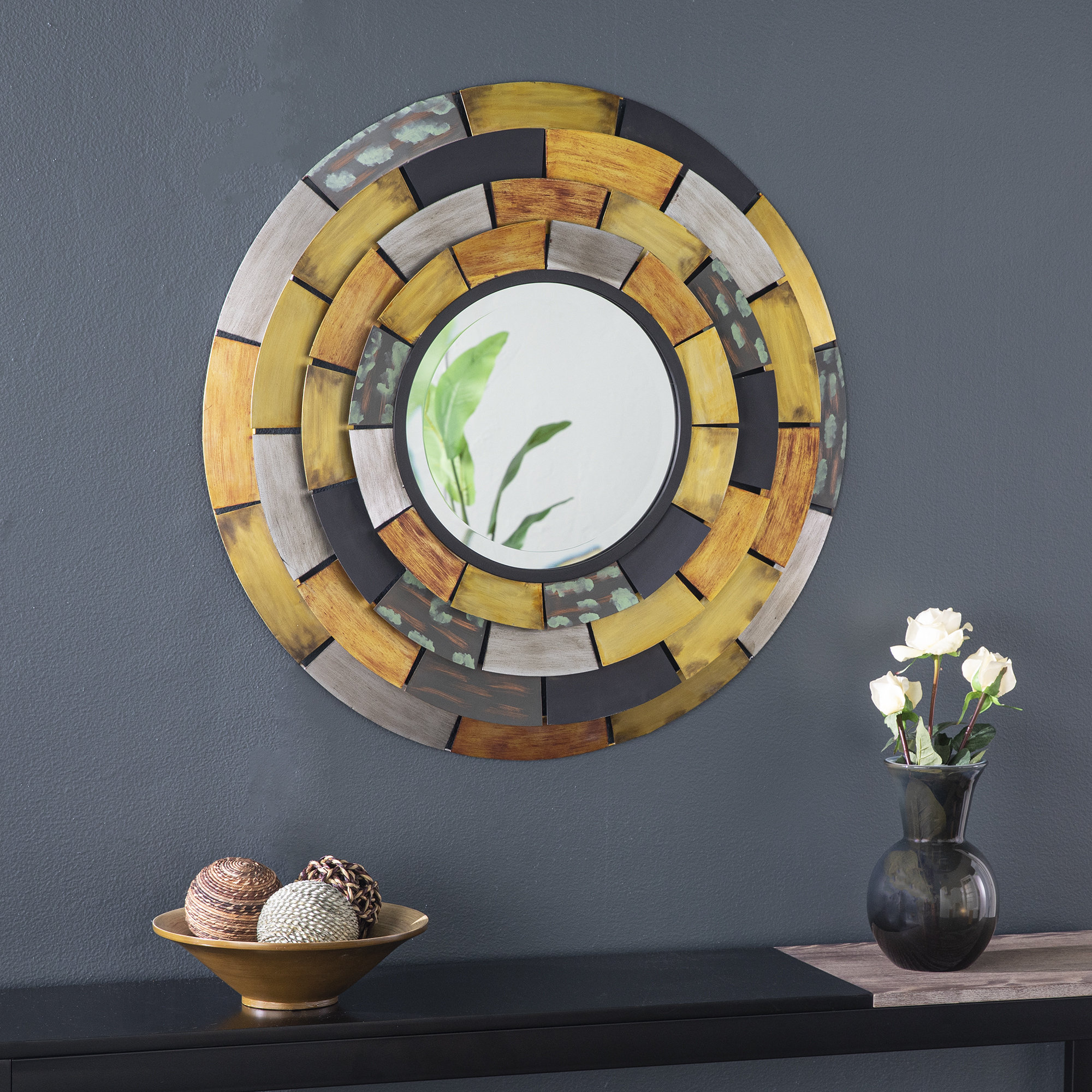 Latitude Run® Round Galvanized Metallic Wall Mirror & Reviews - Wayfair ...