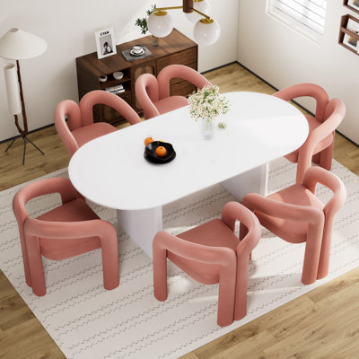 pink dining room table set