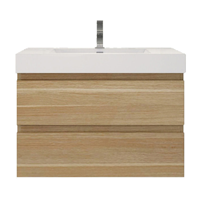 Latitude Run® Carneshia 35" Wall-Mounted Single Bathroom Vanity Set ...