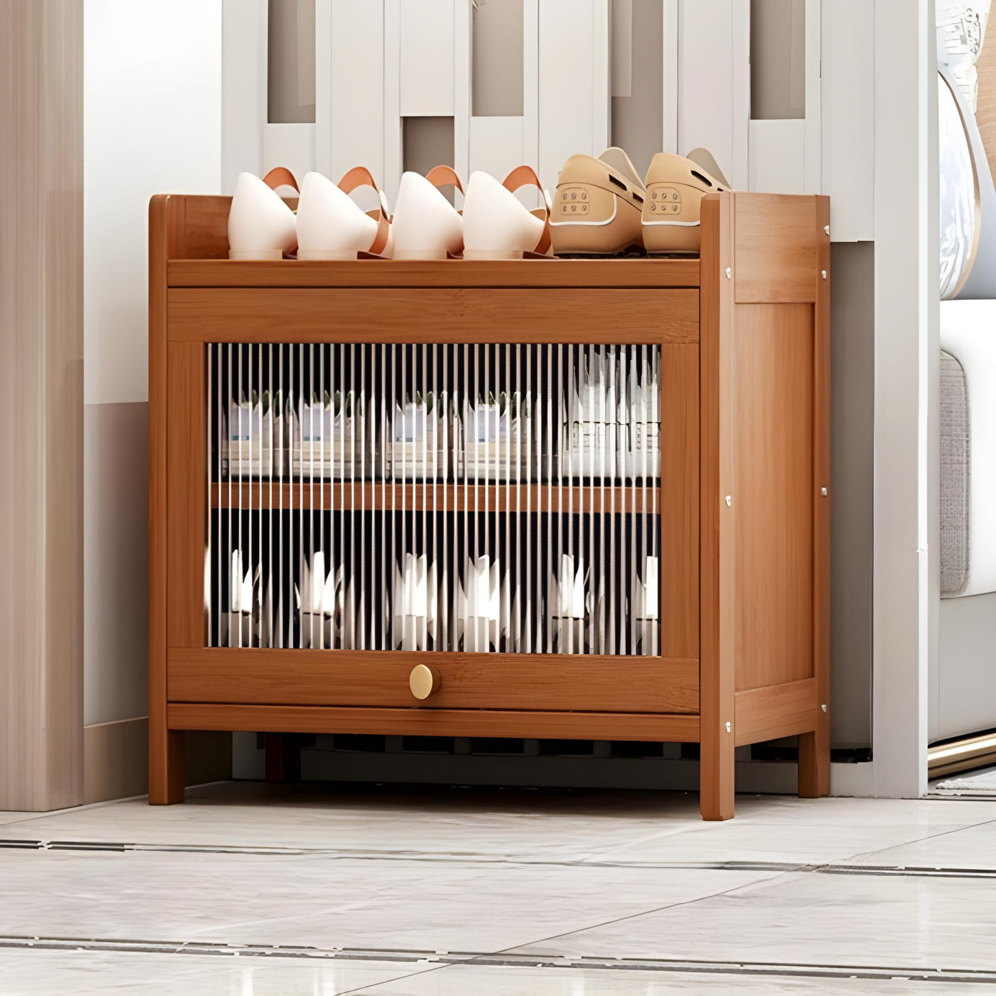 Latitude Run® Large Capacity Entry Door Bamboo Shoe Cabinet For ...